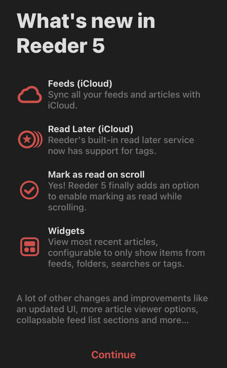 人気RSSリーダーアプリReeder4からReeder5への乗り換え、スクロールしながら既読設定、アプリアイコン変更方法 | いろはびより